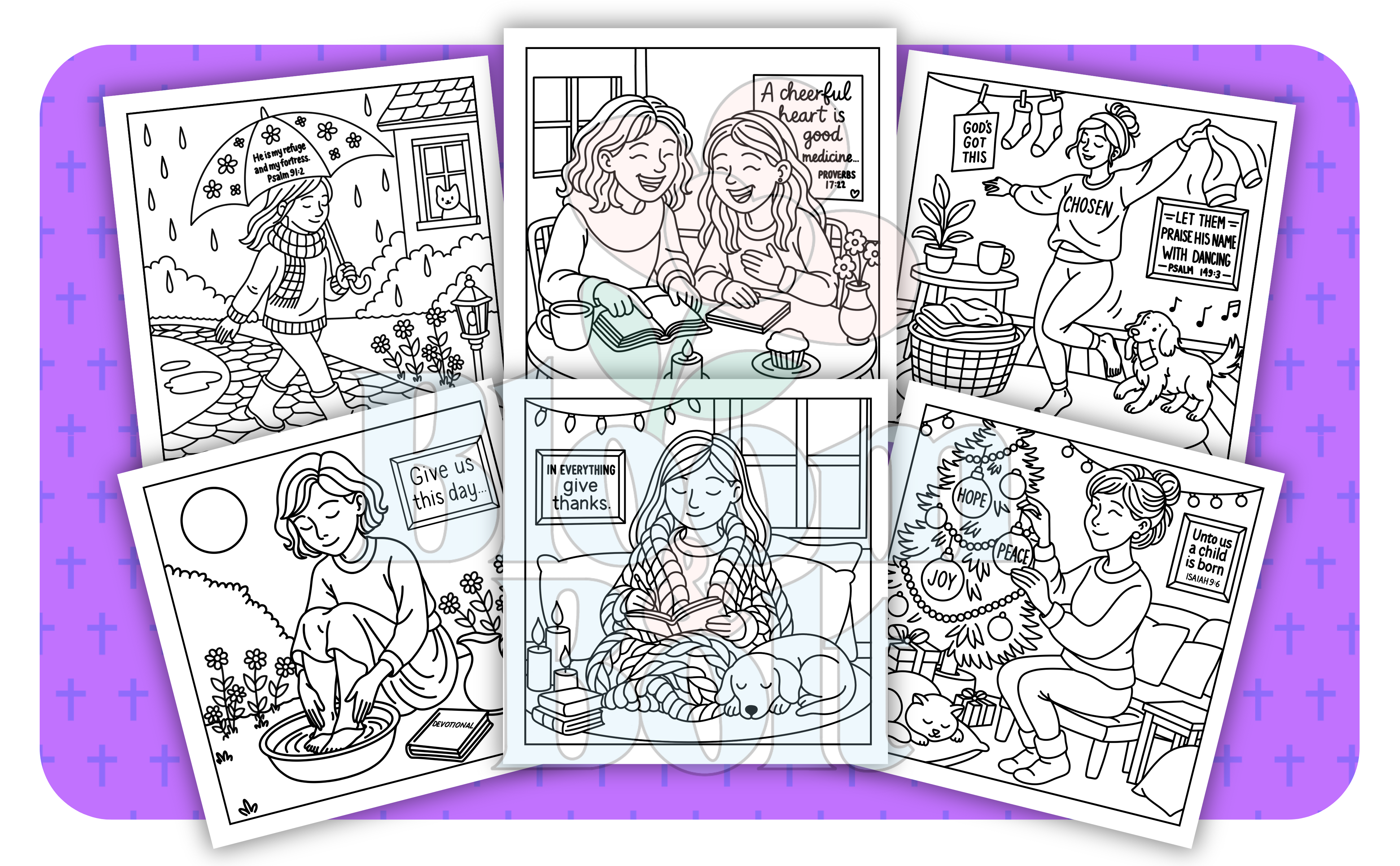 Christian Girl Moments – Set 1 of 6 | Digital Coloring Pages – Bloom & Bolt